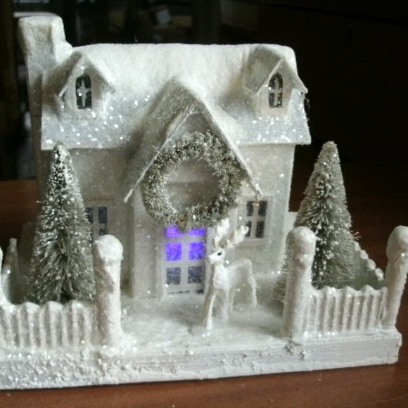 None | Accents | Frosted Cardboard House Add A Light Its Beautiful ...
